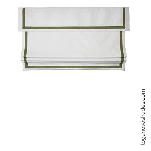 LOGANOVA Faux Linen Roman Shades For Kitchen, Bedroom & Doors. Hand Made Luxury Window Treatments With Valance. Blackout Lining Option. Cordless Motorized Or Chain Mechanism. Easy Install.