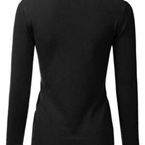 LALABEE Women's V-Neck Long Sleeve Soft Basic Pullover Knit Sweater Black S