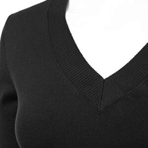 LALABEE Women's V-Neck Long Sleeve Soft Basic Pullover Knit Sweater Black S