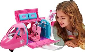 barbie airplane playset, dreamplane with 15+ accessories including puppy, snack cart, reclining seats and more (amazon exclusive)