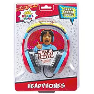 Ryans World Kids Headphones, Adjustable Headband, Stereo Sound, 3.5Mm Jack, Wired Headphones for Kids, Tangle-Free, Volume Control, Foldable, Childrens Headphones Over Ear for School Home, Travel