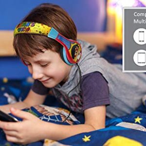 Ryans World Kids Headphones, Adjustable Headband, Stereo Sound, 3.5Mm Jack, Wired Headphones for Kids, Tangle-Free, Volume Control, Foldable, Childrens Headphones Over Ear for School Home, Travel