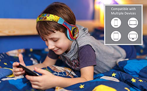 Ryans World Kids Headphones, Adjustable Headband, Stereo Sound, 3.5Mm Jack, Wired Headphones for Kids, Tangle-Free, Volume Control, Foldable, Childrens Headphones Over Ear for School Home, Travel