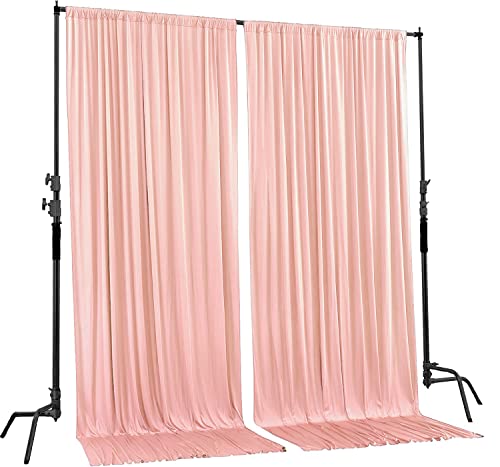 AK TRADING CO. 10 feet x 10 feet Polyester Backdrop Drapes Curtains Panels with Rod Pockets - Wedding Ceremony Party Home Window Decorations - Blush Pink (DRAPE-5x10-BLUSH)