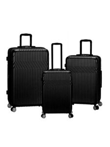 rockland pista hardside spinner wheel luggage set, black, 3-piece (20/24/28)