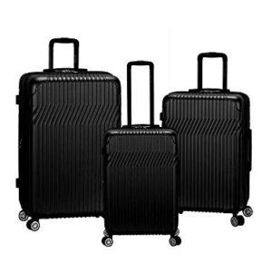 Rockland Pista Hardside Spinner Wheel Luggage Set, Black, 3-Piece (20/24/28)