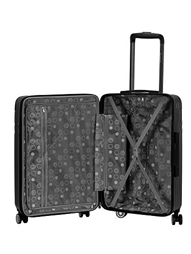 Rockland Pista Hardside Spinner Wheel Luggage Set, Black, 3-Piece (20/24/28)