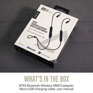 MEE audio BTX2 Bluetooth Wireless MMCX Adapter Cable with aptX & aptX Low Latency, Microphone & Remote, Bluetooth 5.0, IPX5 Sweat Resistance, Black (BTX2-BK)