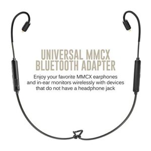 MEE audio BTX2 Bluetooth Wireless MMCX Adapter Cable with aptX & aptX Low Latency, Microphone & Remote, Bluetooth 5.0, IPX5 Sweat Resistance, Black (BTX2-BK)