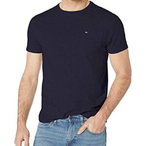 Tommy Hilfiger Men's Short Sleeve Crewneck T Shirt with Pocket, Navy Blazer, Small