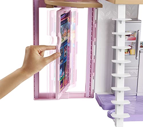 Barbie Doll House Playset, Malibu House with 25+ Themed Furniture & Accessories, 6 Rooms Including 2-In-1 Transformations