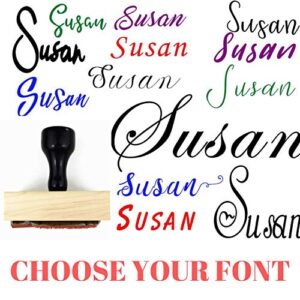 Self Inking or Wood Custom Name Signature Stamp. Pick Your Font Rubber or Wooden Customizable 1 Line 2 line 3 line Personalized Stampers