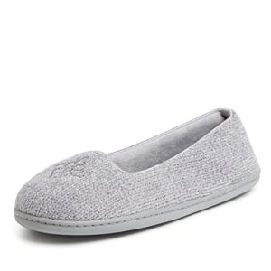 dearfoams women's rebecca lightweight cozy memory foam closed back slipper with wide widths, sleet chenille, 7-8