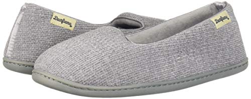 Dearfoams Women's Rebecca Lightweight Cozy Memory Foam Closed Back Slipper with Wide Widths, Sleet Chenille, 7-8