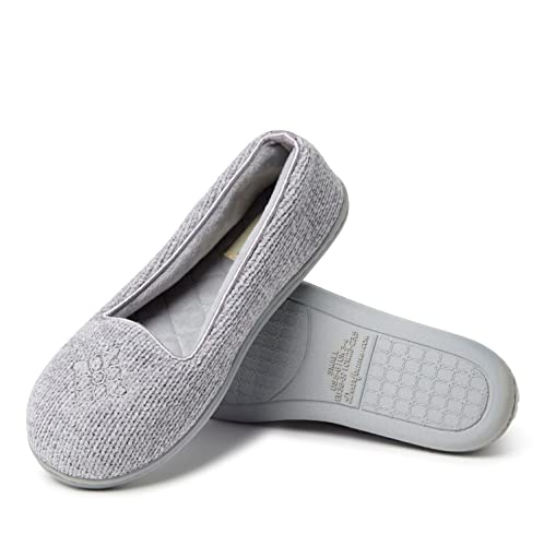 Dearfoams Women's Rebecca Lightweight Cozy Memory Foam Closed Back Slipper with Wide Widths, Sleet Chenille, 7-8