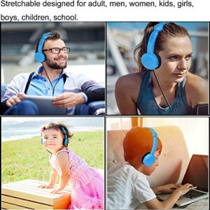 Kids Headphones Wired Over Ear Headphone Lightweight Stereo Headset Adjustable Headband Headset with Mic 3.5mm Foldable Earphone for Kids Boys Girls Adult Online Learning School Laptop Travel (Blue)