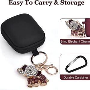 Airpods Case, TOROTOP Silicone Air pod Case Cover Cute Protective Accessories Set with Bling Elephant Keychain/Ear Hook/Storage Box Compatible for Apple Airpods 1&2 Women Girls(Burgundy)