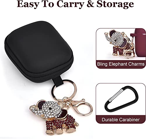 Airpods Case, TOROTOP Silicone Air pod Case Cover Cute Protective Accessories Set with Bling Elephant Keychain/Ear Hook/Storage Box Compatible for Apple Airpods 1&2 Women Girls(Burgundy)