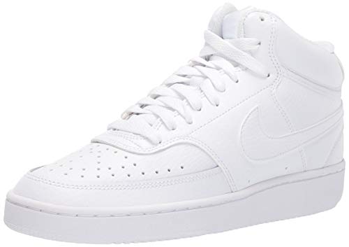 Nike Women's Court Vision Mid Sneaker, White/White-White, 7.5 Regular US