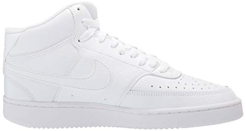 Nike Women's Court Vision Mid Sneaker, White/White-White, 7.5 Regular US