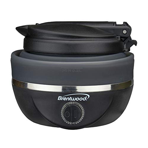 Brentwood Appliances KT-1508BK .85-Quart Dual-Voltage Collapsible-Travel Kettle (Black), 0.85Q