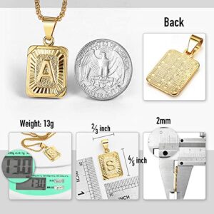 Trendsmax Initial Letter Pendant Necklace for Mens Womens Gold Plated Letter J Pendant Necklace Stainless Steel Box Link Chain 22inch