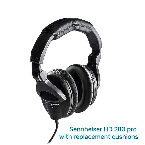 SCR Pads Compatible with Sennheiser HD280 Earpads and Headband Pad Kit Replacement for HD 280 (PRO) HMD280 Ear Pads Headphones Cushion Padding Black (Earpads & Headband Kit)