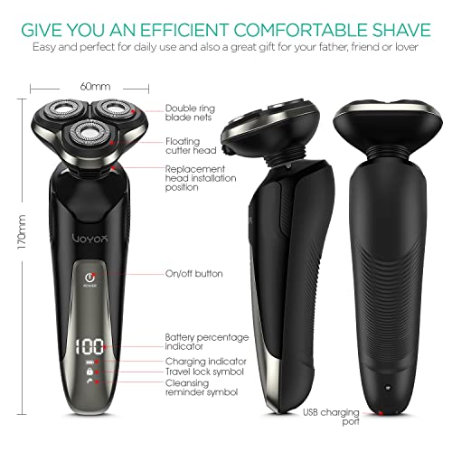 VOYOR Electric Razor for Men Cordless Shavers for Shaving with face sideburn Nose Ear Hair ​Rechargeable Wet Dry Waterproof TX410 New (New Version)