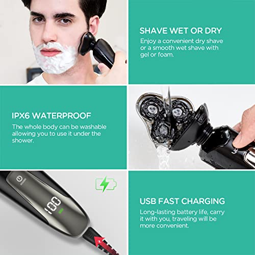 VOYOR Electric Razor for Men Cordless Shavers for Shaving with face sideburn Nose Ear Hair ​Rechargeable Wet Dry Waterproof TX410 New (New Version)