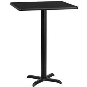 EMMA + OLIVER 24" Square Black Laminate Bar Table Top-22"x22" Base