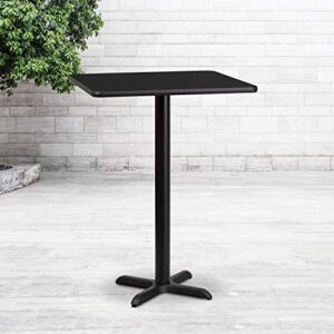 emma + oliver 24" square black laminate bar table top-22"x22" base