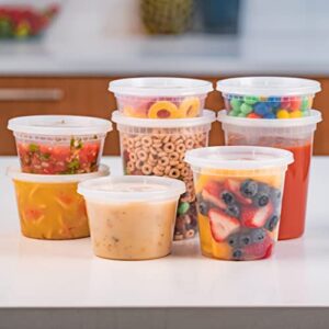 EDI [12 OZ, 50 Sets] Plastic Deli Food Storage Containers with Airtight Lids | Microwave-, Freezer-, Dishwasher-Safe | BPA Free | Heavy-Duty | Meal Prep | Leakproof | Recyclable