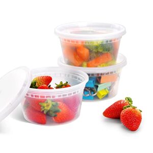 EDI [12 OZ, 50 Sets] Plastic Deli Food Storage Containers with Airtight Lids | Microwave-, Freezer-, Dishwasher-Safe | BPA Free | Heavy-Duty | Meal Prep | Leakproof | Recyclable