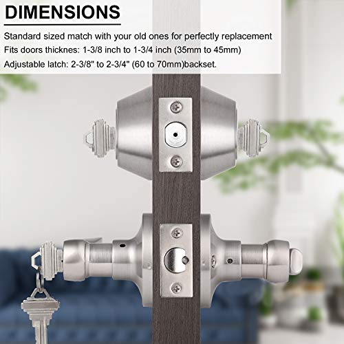 Knobonly 4 Pack Front Door Entry Lever Lockset and Double Cylinder Deadbolt Combination Set, Satin Nickel- All Keyed Alike(Same Keys)