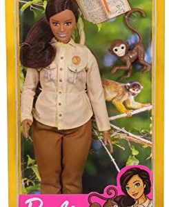 Barbie Wildlife Conservationist Doll, Brunette with Monkey and Notebook, Inspired by National Geographic for Kids 3 Years to 7 Years Old