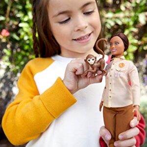 Barbie Wildlife Conservationist Doll, Brunette with Monkey and Notebook, Inspired by National Geographic for Kids 3 Years to 7 Years Old