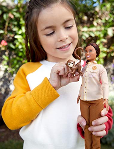 Barbie Wildlife Conservationist Doll, Brunette with Monkey and Notebook, Inspired by National Geographic for Kids 3 Years to 7 Years Old