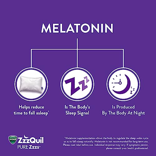 ZzzQuil PURE Zzzs De-Stress Melatonin Sleep Aid Gummies, Helps Calm Your Mind and Body, Ashwagandha for Stress Support, Sleep Aids for Adults, 1 mg per gummy, 42 Count