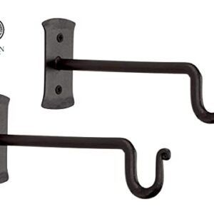 RTZEN Plant Hanger Shepards Hook 7.5" - Hand Forged Heavy Duty Wrought Iron Wall Decor - Indoor or Outdoor Shepherds Hook Hanging Bracket for Bird Feeders Lanterns Baskets and Wind Chimes - 2 Pack