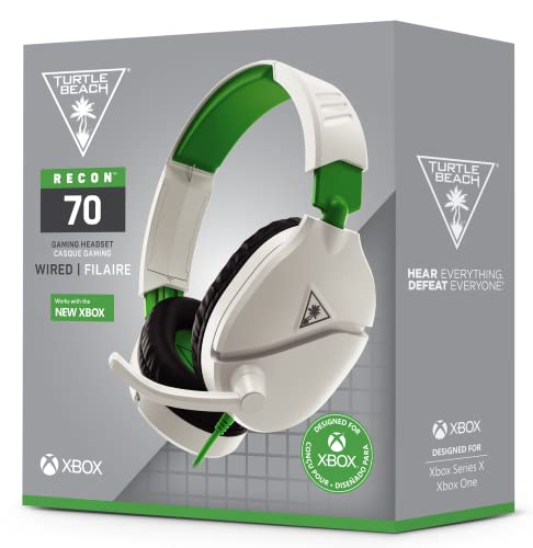 Turtle Beach Recon 70 Xbox Gaming Headset for Xbox Series X|S, Xbox One, PS5, PS4, PlayStation, Nintendo Switch, Mobile, & PC with 3.5mm - Flip-to-Mute Mic, 40mm Speakers - White