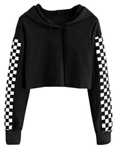 imily bela kids crop tops girls hoodies cute plaid long sleeve fashion sweatshirts black