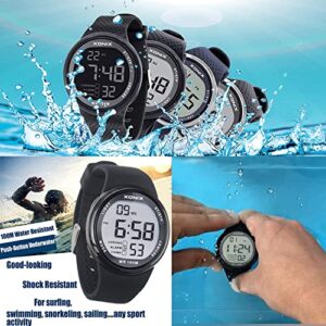 TOMORO Men's Unisex 100M Waterproof Large Digits Digital Casual Women Big Boys Outdoor Stopwatch Countdown Chronograph Luminous Sport Dive Watch (Push-Button Underwater)