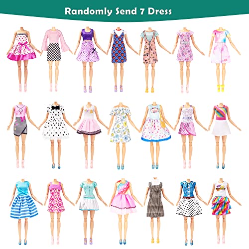 Doll Clothes and Accessories 2023 - 20 Fashion Cute in Set for Dolls, 10 Sets Fashion Outfit Include 5 Dresses, 5 Top 5 Pants and 10 Different Stylish Shoes