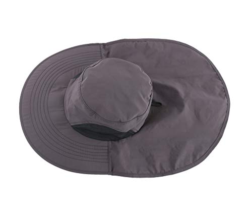 Home Prefer UPF50+ Mens Sun Hat Wide Brim Fishing Hat with Neck Flap Sun Protection Hat (Dark Gray)