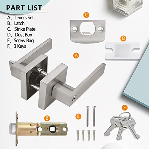 NEWBANG Keyed Entry Lever Lock for Exterior Door and Front Door Heavy Duty Lever Door Lock Handle Satin Nickel Finish