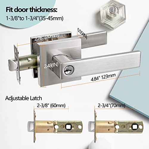 NEWBANG Keyed Entry Lever Lock for Exterior Door and Front Door Heavy Duty Lever Door Lock Handle Satin Nickel Finish