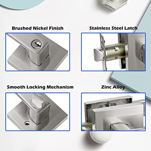 NEWBANG Keyed Entry Lever Lock for Exterior Door and Front Door Heavy Duty Lever Door Lock Handle Satin Nickel Finish