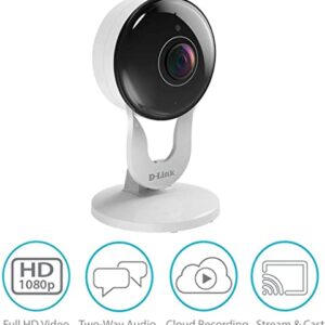 D-Link 1080p Wi-Fi Indoor Security Camera, Full HD 137-degree Wide Angle Wi-Fi Camera, Cloud Recording, Two-way Audio, Motion Detection, Night Vision, Compatible with Alexa (DCS-8300LH) (Renewed)