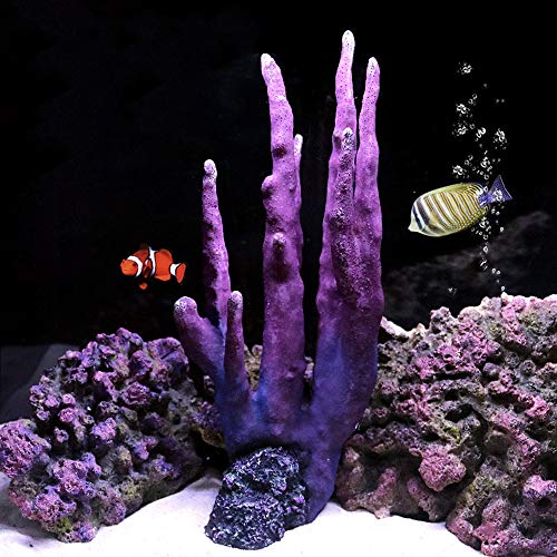 Danmu 1Pc of Polyresin Coral Ornaments, Aquarium Coral Decor for Fish Tank Aquarium Decoration 5.51" L x 3.15" W x 12.6" H