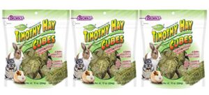 fm brown's 3 pack of timothy hay cubes, 10 ounces each, for rabbits guinea pigs and chinchillas3